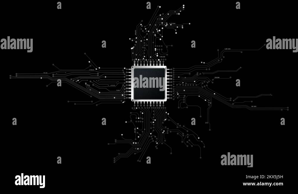 4K animation Chipset cpu controller and print circuit with alpha matte ...