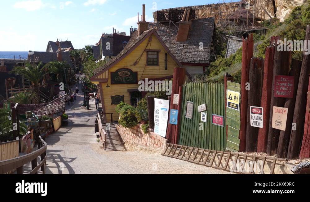 Malta Popeye village wooden houses - museum of scenery for the film ...