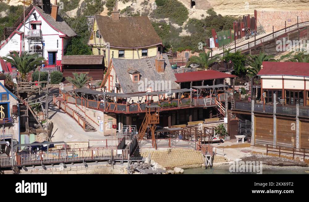 Malta Popeye village wooden houses - museum of scenery for the film ...