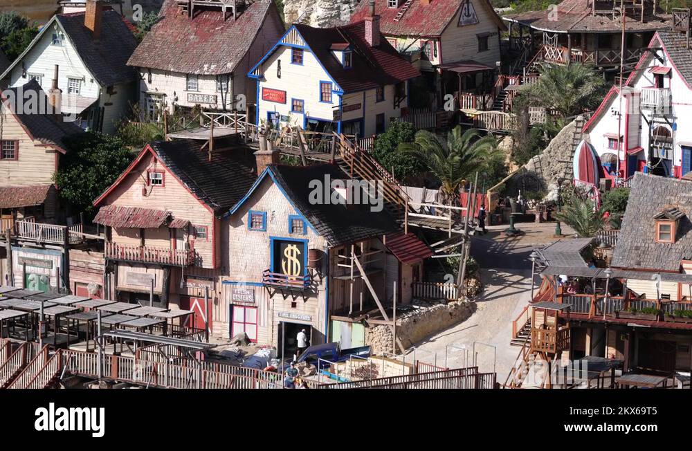 Malta Popeye village wooden houses - museum of scenery for the film ...