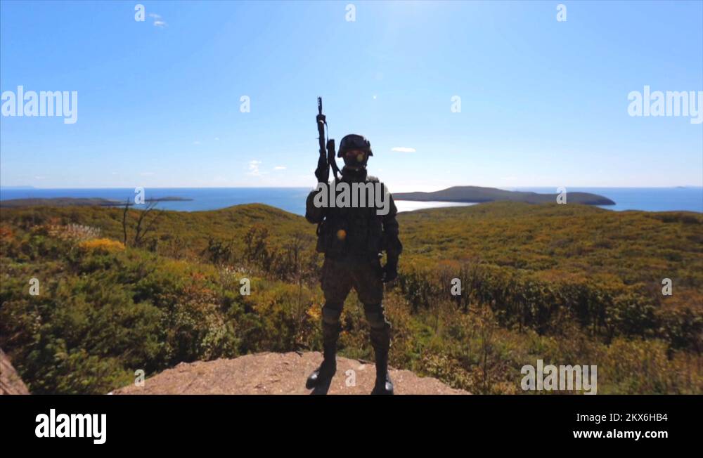 Army soldier military holding rifle standing Stock Videos & Footage ...