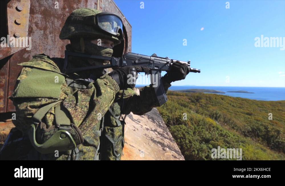 Special forces soldier on a mission. Soldier aiming Stock Video Footage ...