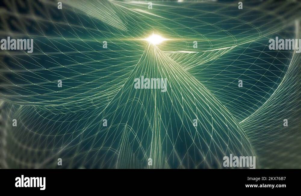 Abstract animated neon motion background of spinning spheres with lines ...