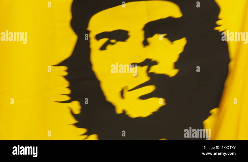 Flag of Che Guevara. Waving flag with Che Guevara Stock Video Footage ...
