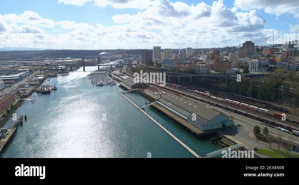 TACOMA WASHINGTON USA MARCH 2017 Aerial View of Tacoma Downtown ...