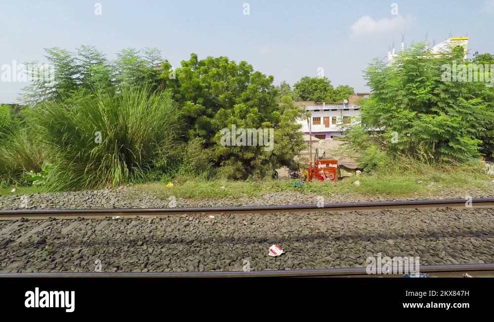 (06 of 10) Indian Railway, Train Track and Landscape, India, Real Time ...