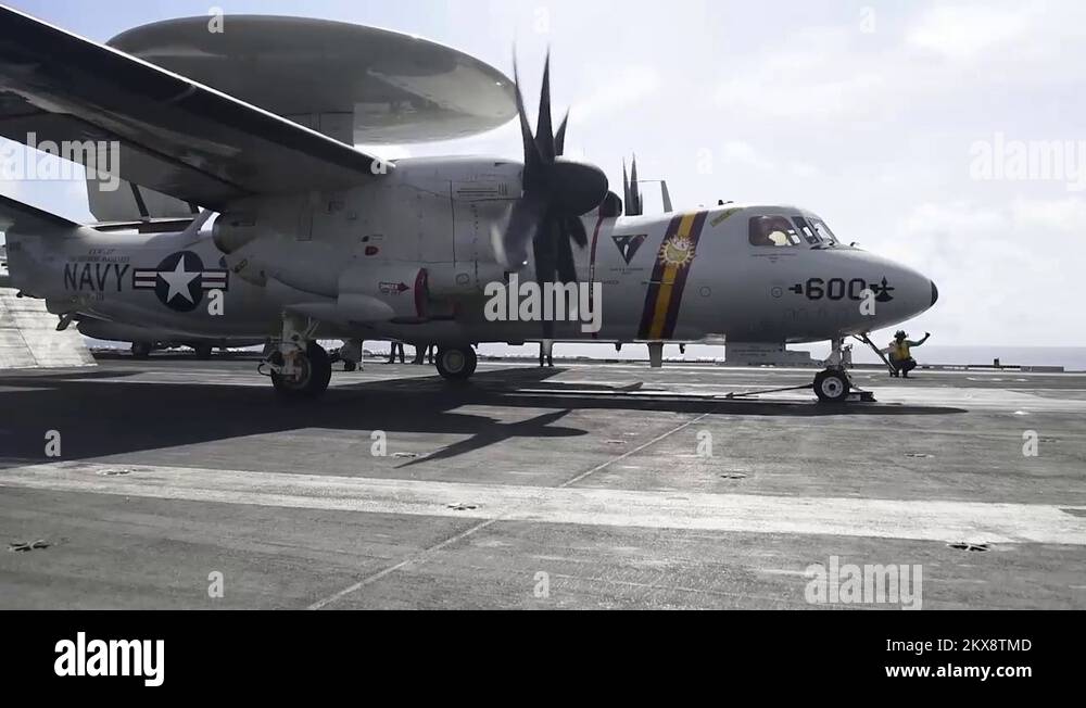 E-2 Hawkeye AWACS Aircraft is Launched From the Flight Deck of an ...