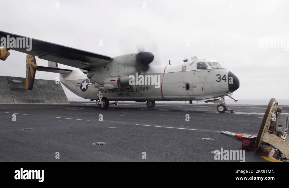 C-2 Greyhound is Launched From an Aircraft Carrier Stock Video Footage ...
