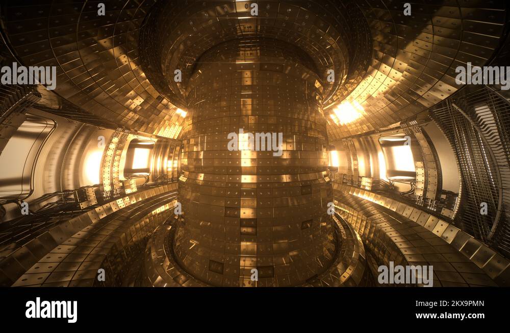 Tokamak. Fusion reactor. Reaction chamber. Fusion power. Seamless loop ...