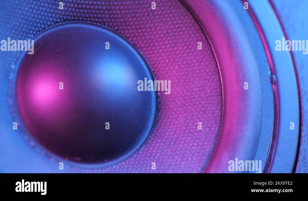 Loud Speaker In Action Close Up View Of Details Loudspeaker Woofer And Tweeter Stock Video