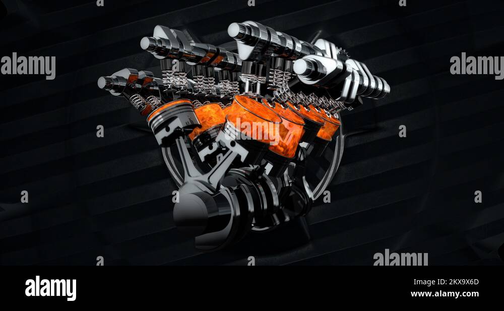 V8 Engine Animation With Explosions And Sparks - Loop Stock Video ...