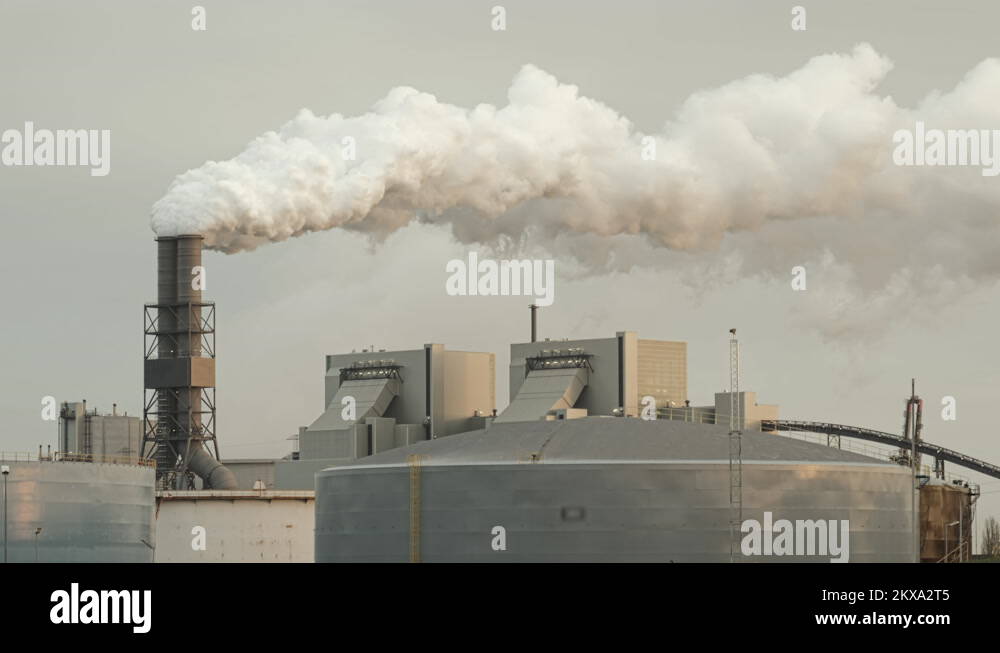 Oil refinery Smoke stack- petrochemical plant, slow motion Stock Video ...