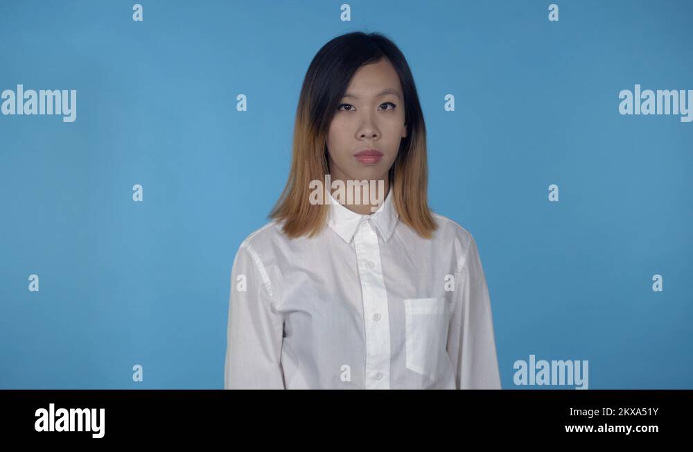 beautiful korean female shows sign stop Stock Video Footage - Alamy