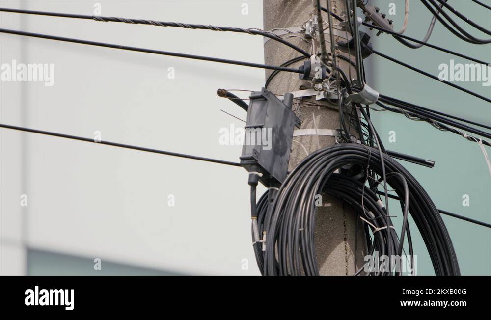 Electrical power distribution structure. Wire cable clutter Stock Video ...