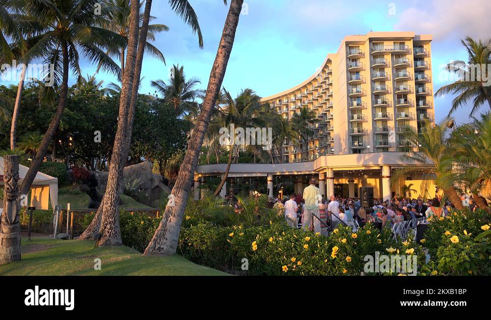 Luau traditional Hawaiian party for tourists in Kaanapali Beach. Maui ...