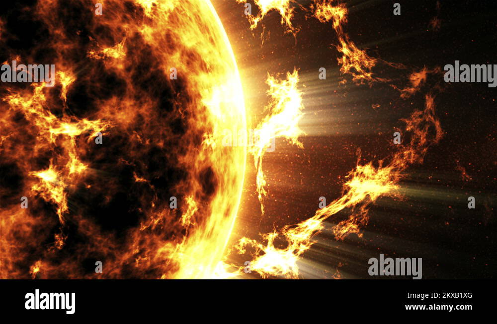 Seamless Looping Animation of a Big Hot Red Sun Star in Space with ...
