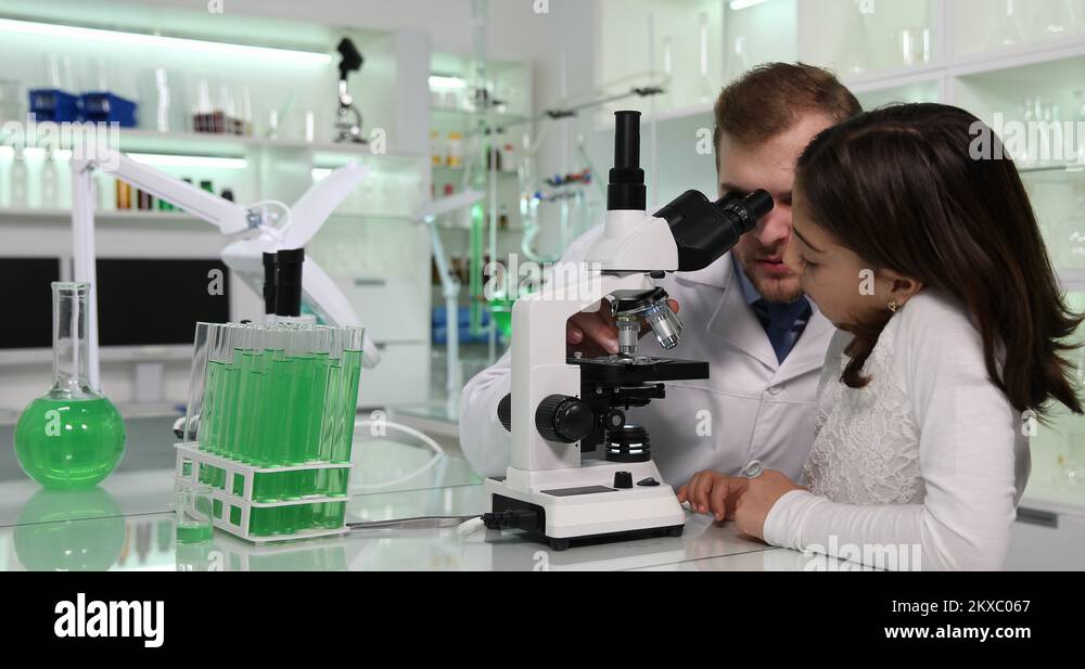 Scientist Professor Learning Young Girl Basic Info About Microscope ...