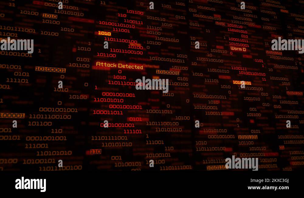 Binary data code animation showing warning messages. Red Stock Video Footage - Alamy