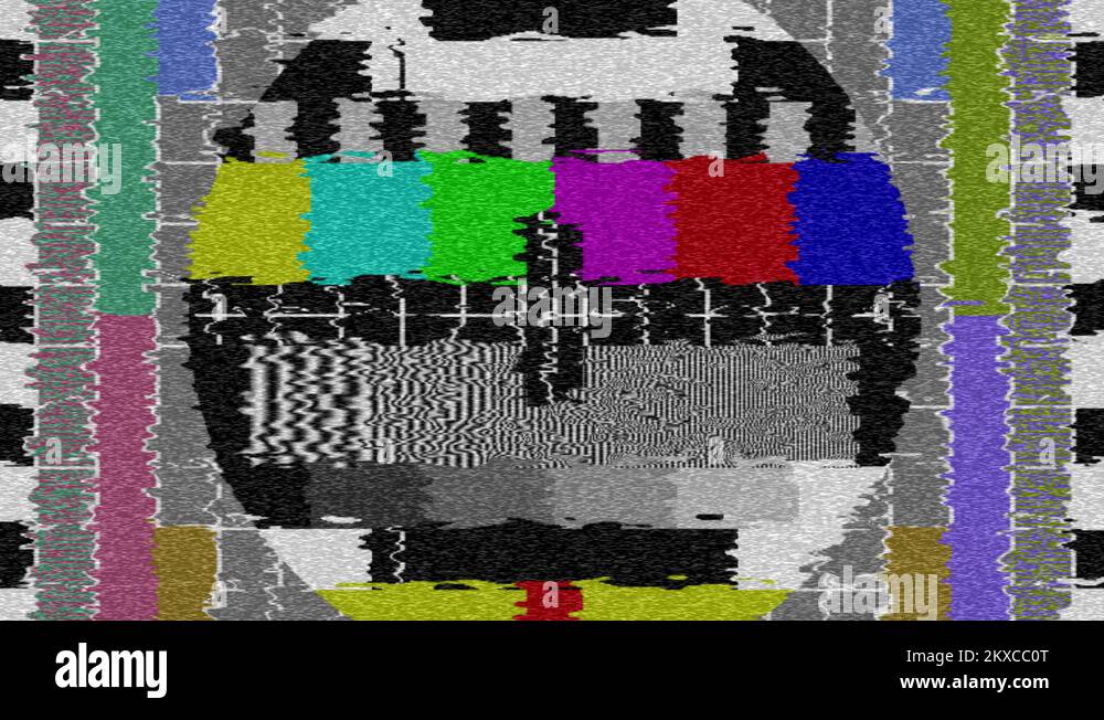 Loopable: Old Analog CRT TV Screen Shows Screen Color Test Pattern With ...