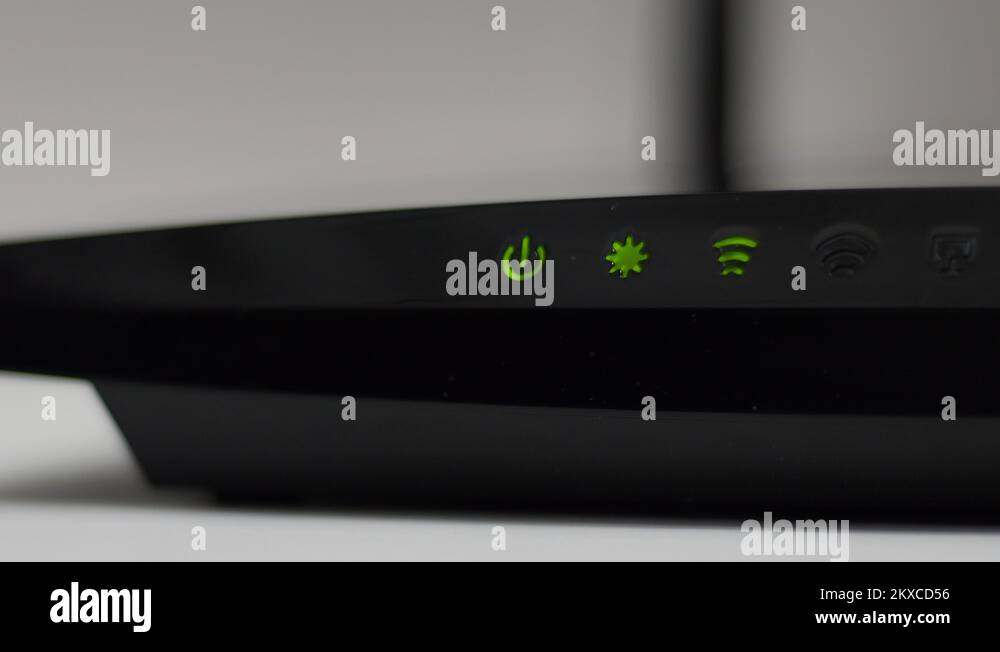 Blinking Indicators Wi-Fi Router On White Desk Stock Video Footage - Alamy