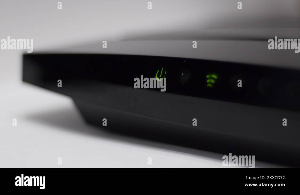 Blinking Indicators Wi-Fi Router On White Desk Stock Video Footage - Alamy