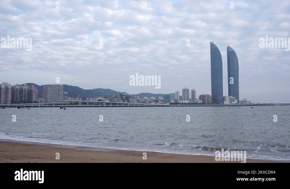 Shimao Strait Building Petronas Twin Towers, Xiamen, China Stock Video ...