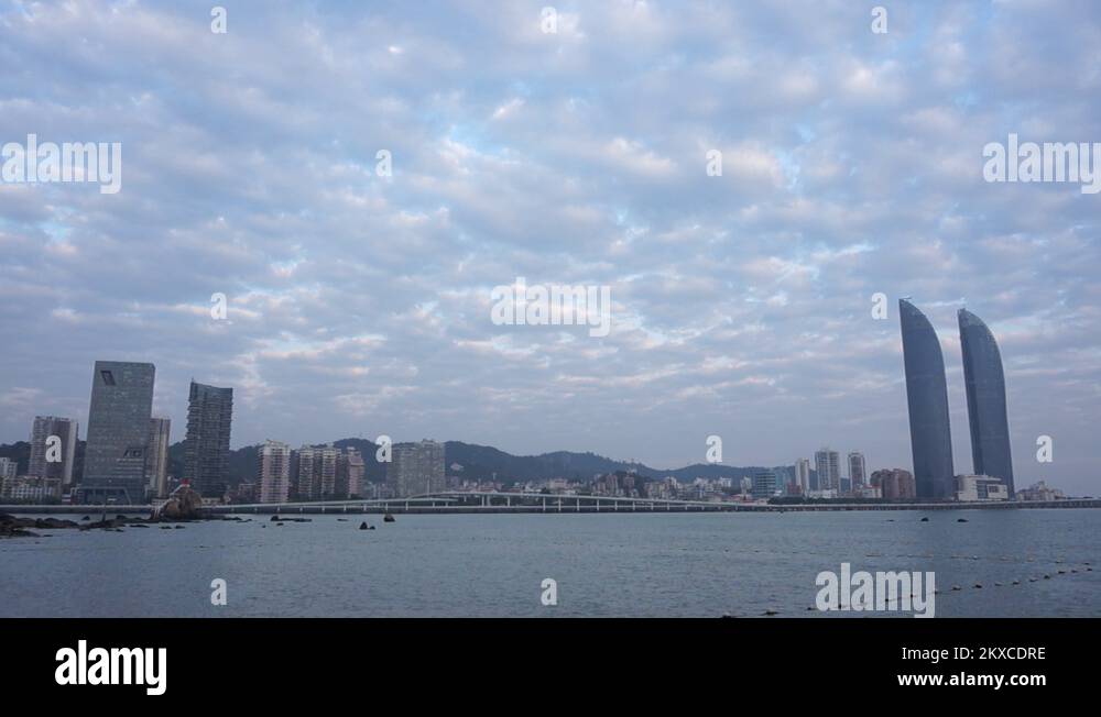 Shimao Strait Building Petronas Twin Towers, Xiamen, China Stock Video ...