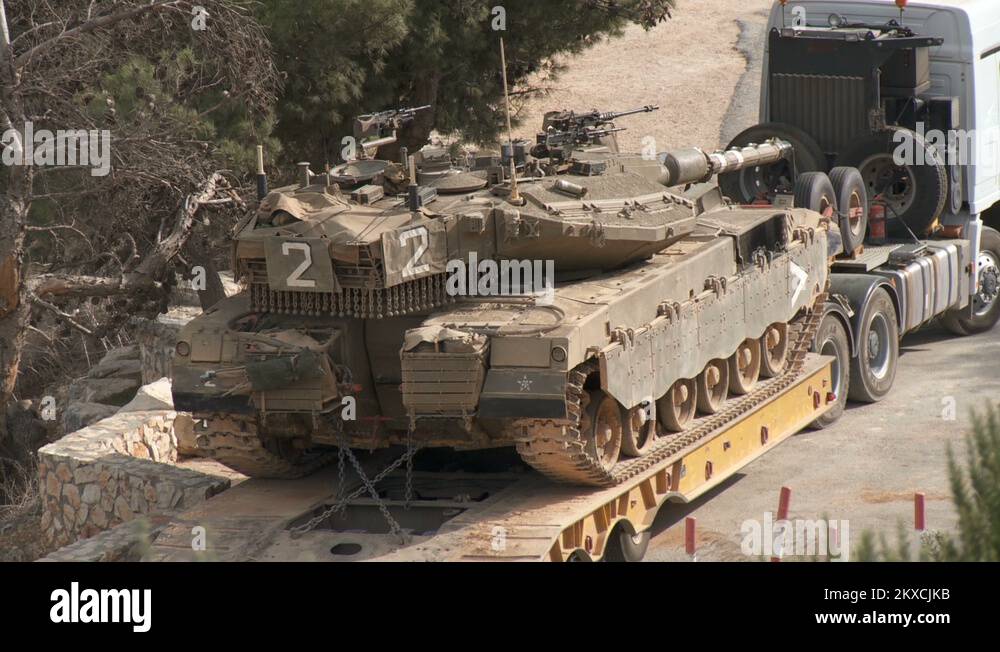 Israel, Circa 2011 - IDF tank driving next to the lebanon border Stock ...