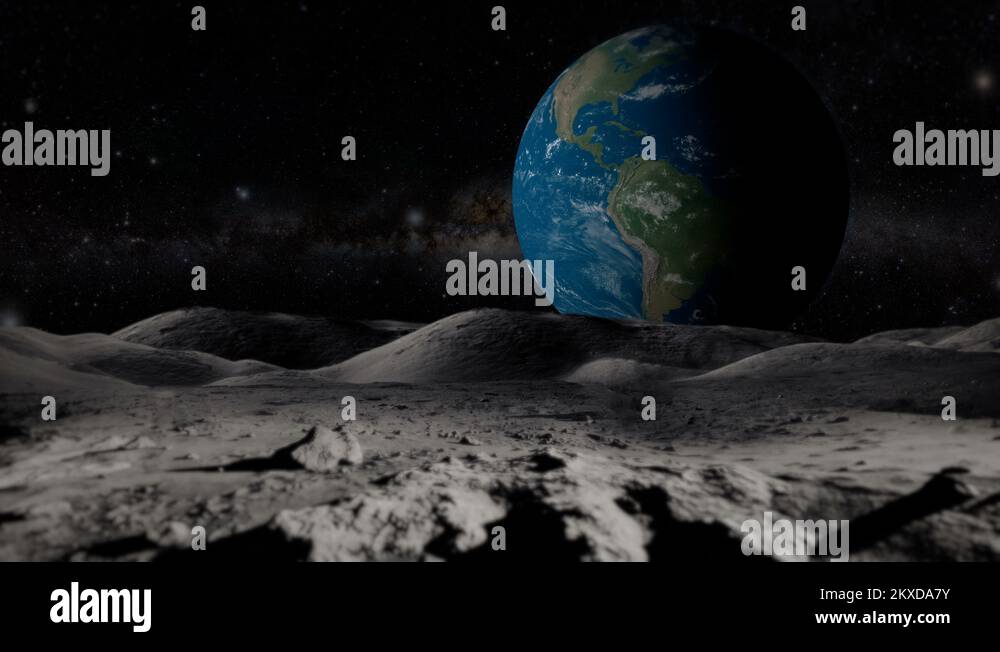 Planet Earth From Moon Surface Zoom Out Stock Video Footage - Alamy