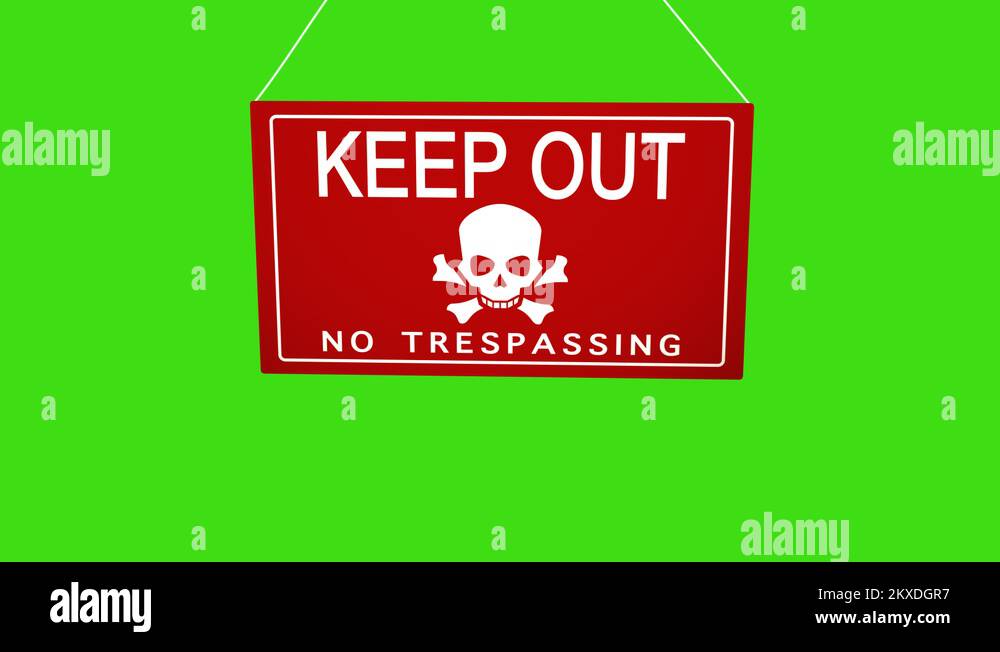 A business sign that says: keep out no trespassing. Animated board ...