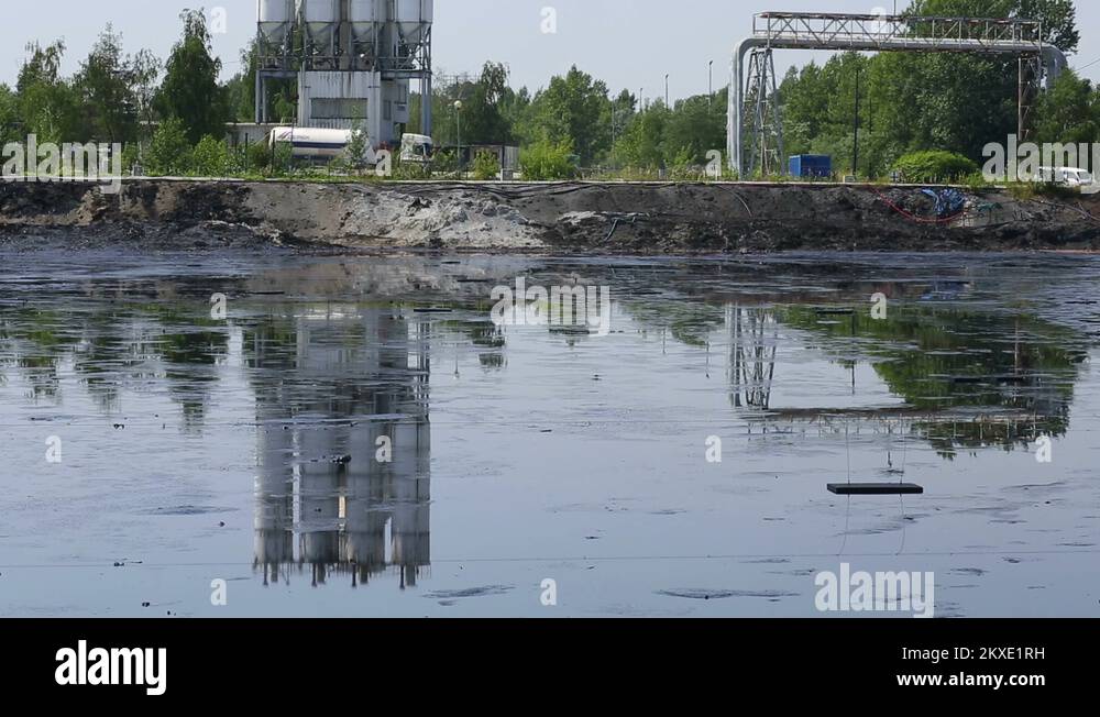 The former dump toxic waste in Ostrava, oil lagoon, contaminated water ...
