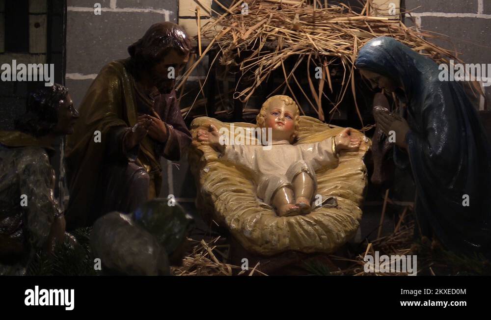 Bethlehem hand carved from wood, nativity creche statues of Mary, Jesus ...