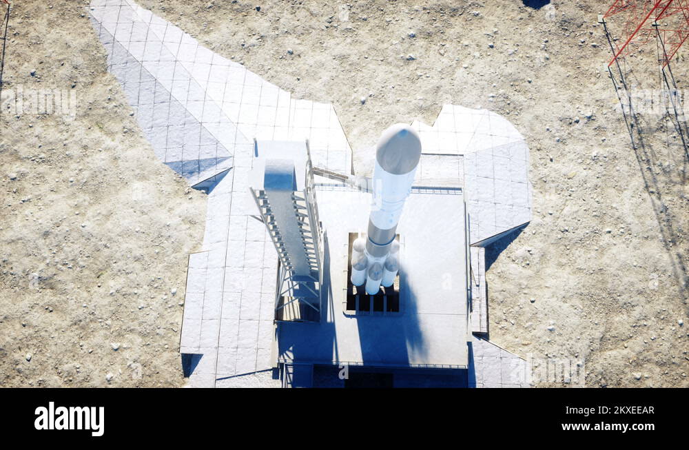 Rocket before the start animation. Space launch system. Realistic 4k ...