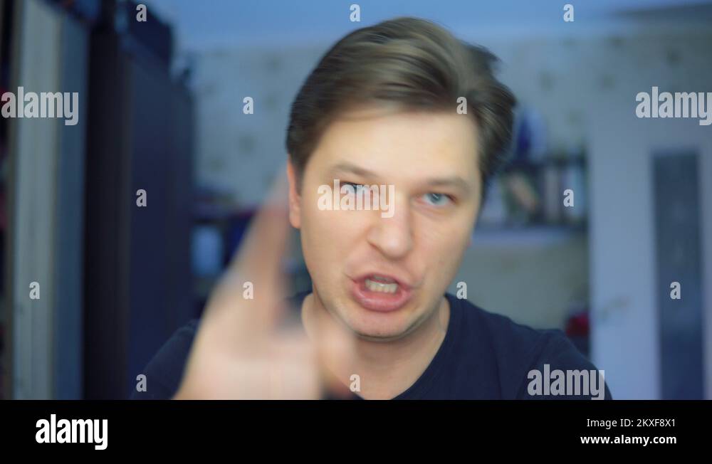 An aggressive man. Face close-up Stock Video Footage - Alamy