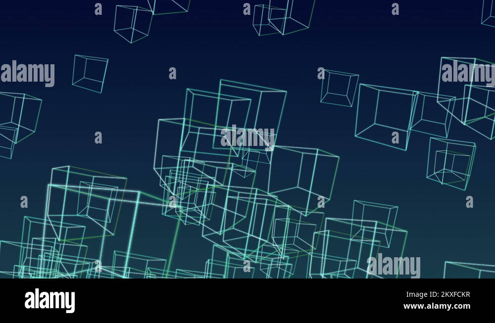4k Abstract 3d box mesh cube frame line wireframe space particle ... 4k Abstract 3d box mesh cube frame line wireframe space particle ...