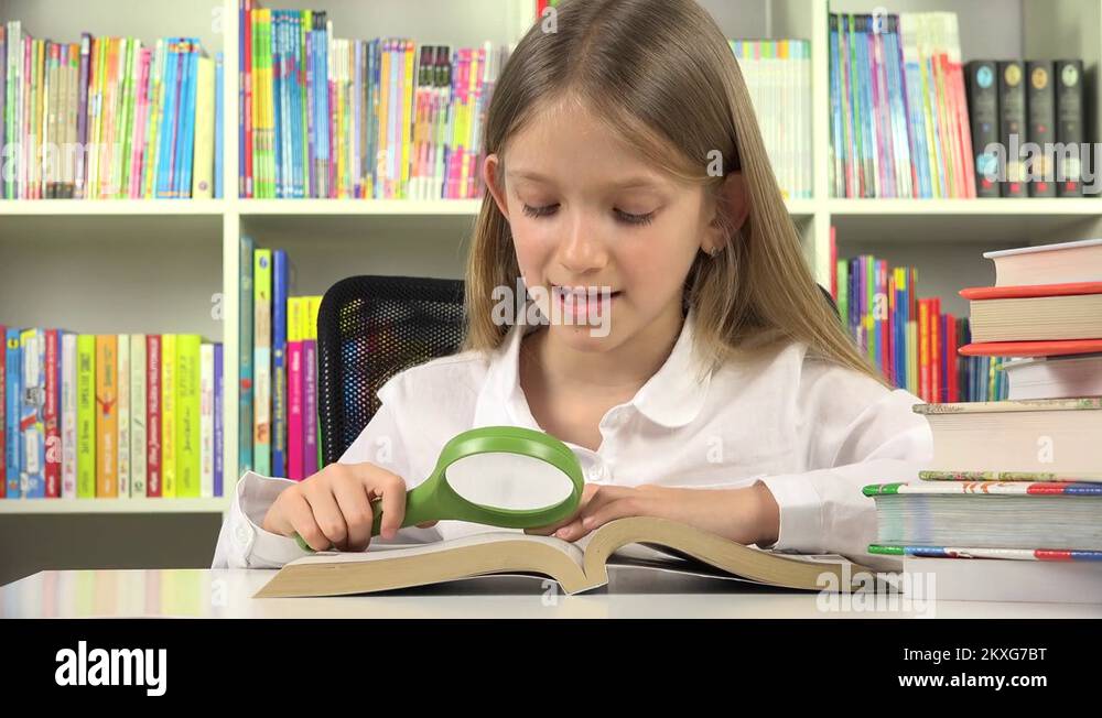 Student Child Learning, Studying at Library, School Kid Reading Book ...