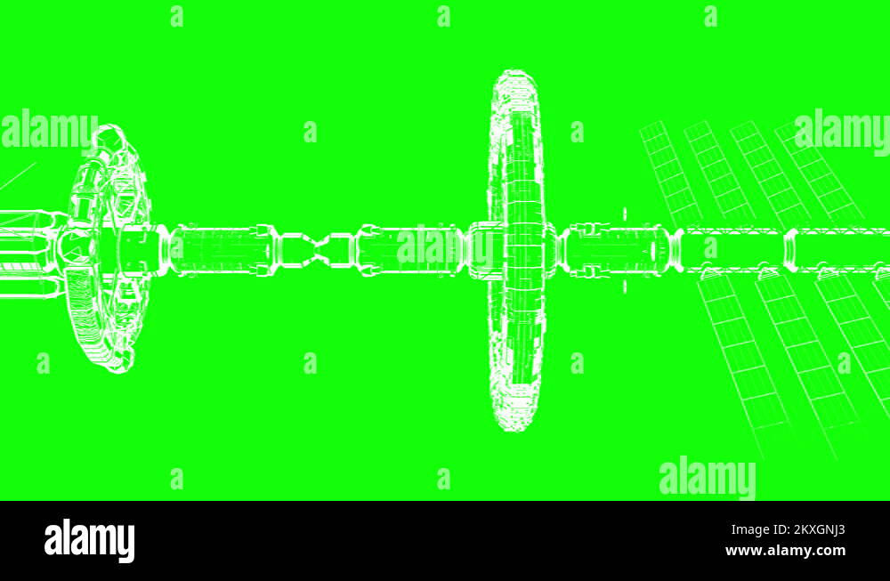 Green screen, abstract technical drawing moves horizontally, seamless ...