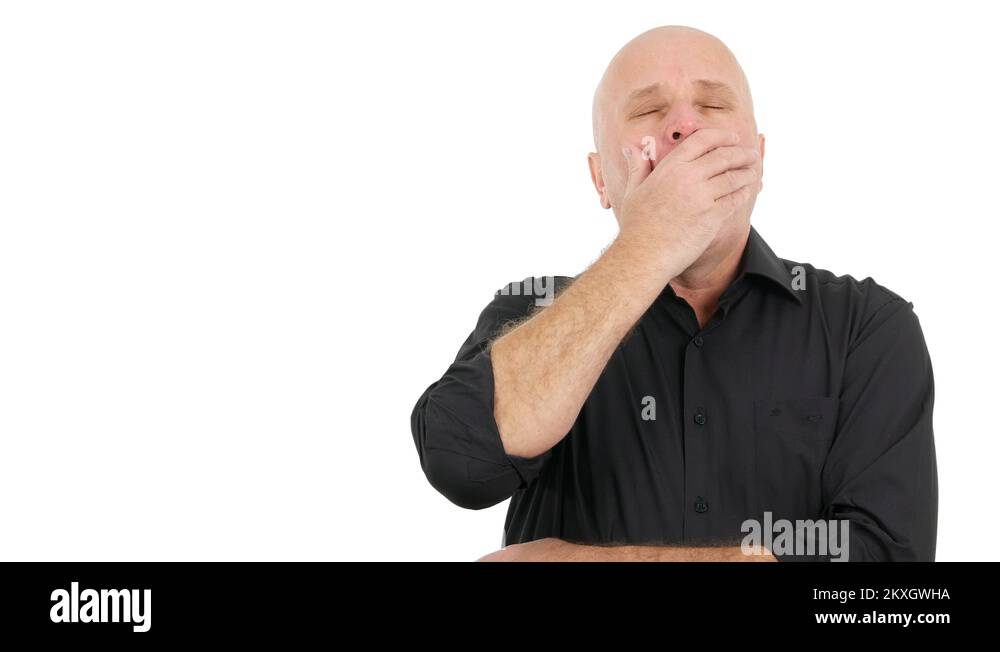 Extreme Tired Man Image Yawn and Start to Sleep Standing Upright ...