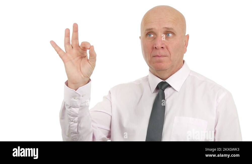 Businessman Presentation Make Ok Hand Gestures Good Job Finger Sign ...