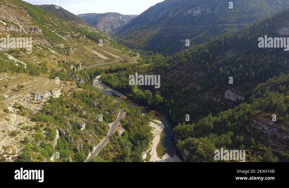Soaring Above the Gorges du Tarn River Valley Stock Video Footage - Alamy