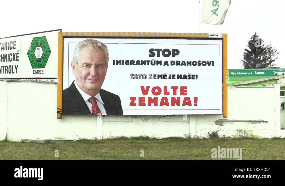 Billboard in support of the candidacy of President Milos Zeman direct ...