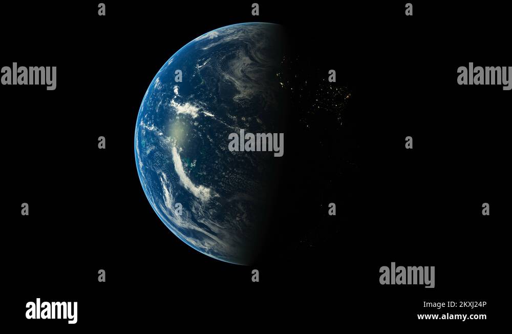 View from the Cosmos to the Realistic 3D Model of Earth Rotating Around ...