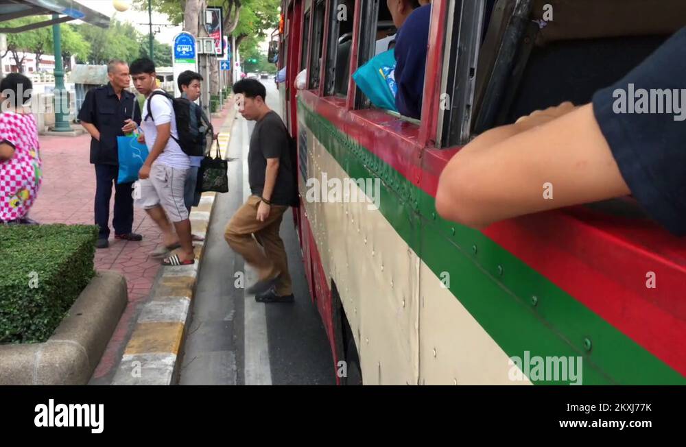 people get off public bus in Bangkok, Thailand Stock Video Footage - Alamy