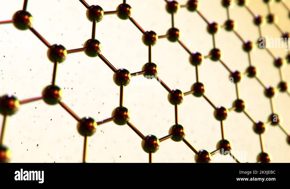 Loopable graphene structure. Rows of carbon atoms with particles in ...