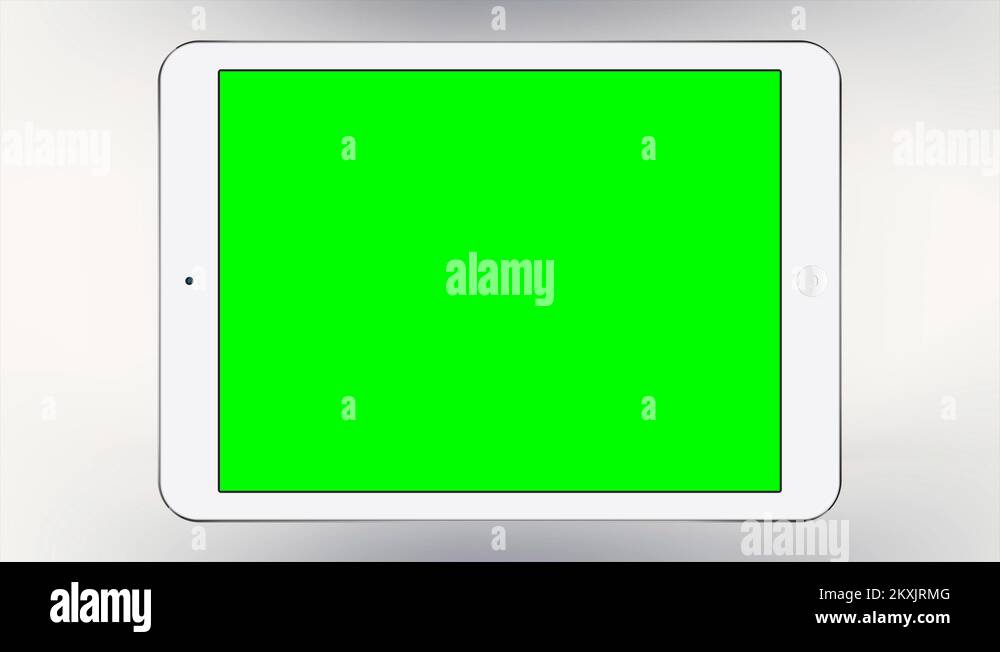 Blank iPad Tablet Green Screen, White Flat Screen Design Background ...