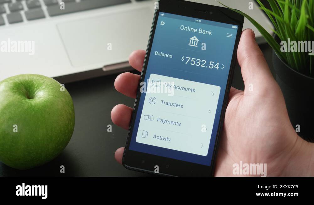 Checking banking activity using banking app Stock Video Footage - Alamy