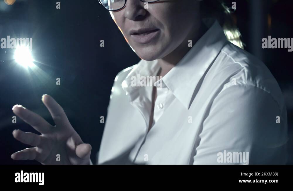 Female Boss Speaking to Employees in Dark Office Stock Video Footage ...