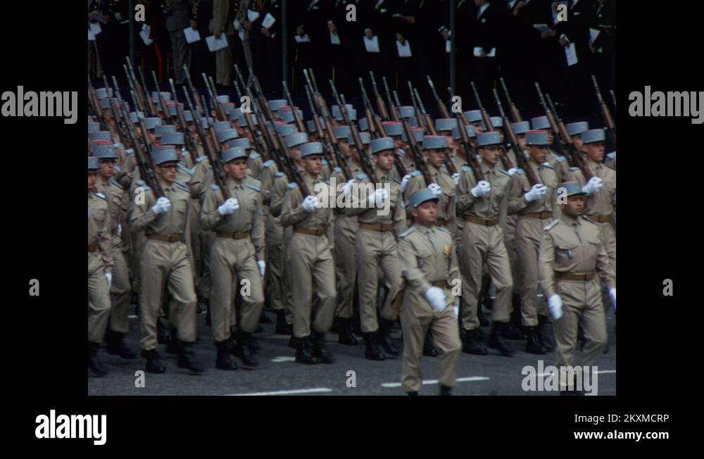 French army, marching, Champs Elysees, Bastille Day Parade, Paris, 1970 ...