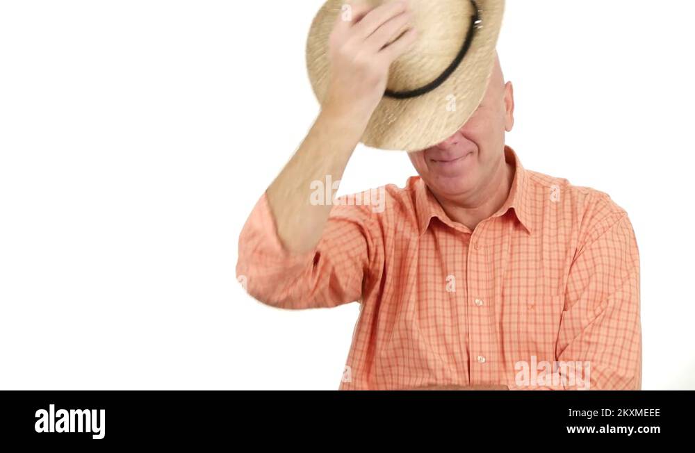 Pleased Farmer Salute Taking Out His Hat from the Head in a Welcoming ...