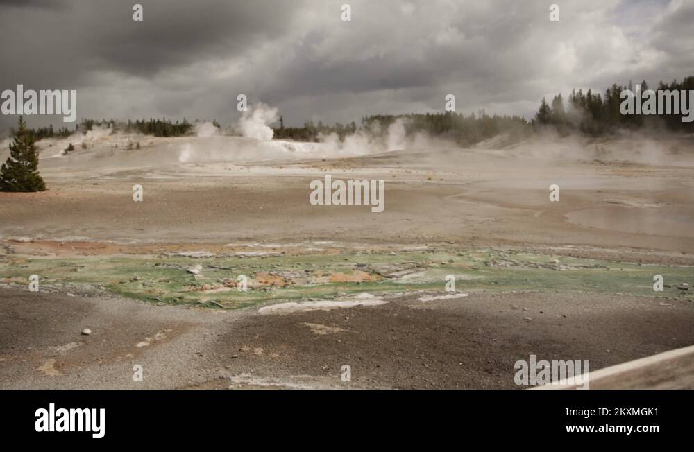 Steam and Smoke Rising from Geothermal Features in Yellowstone National ...